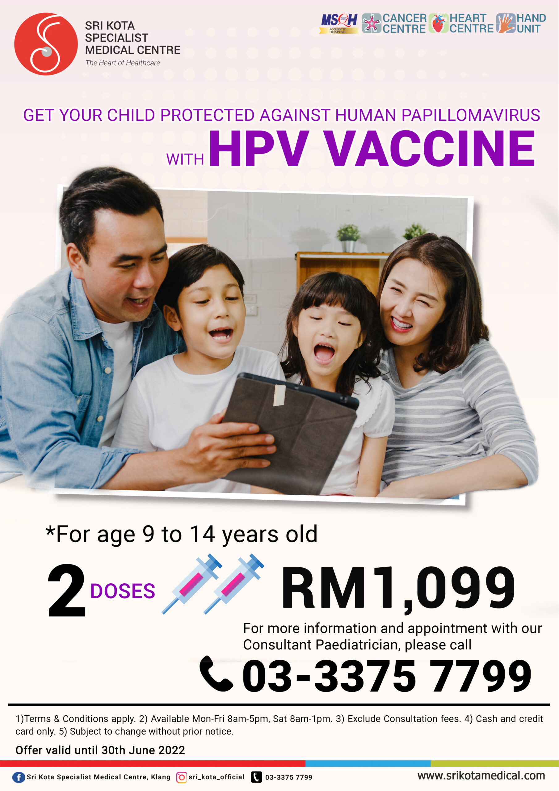 HPV Vaccine Offer - Sri Kota Specialist Medical Centre