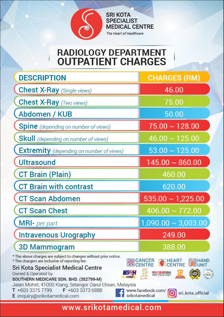 Radiology Department (Outpatient Charges) - Sri Kota Specialist Medical ...