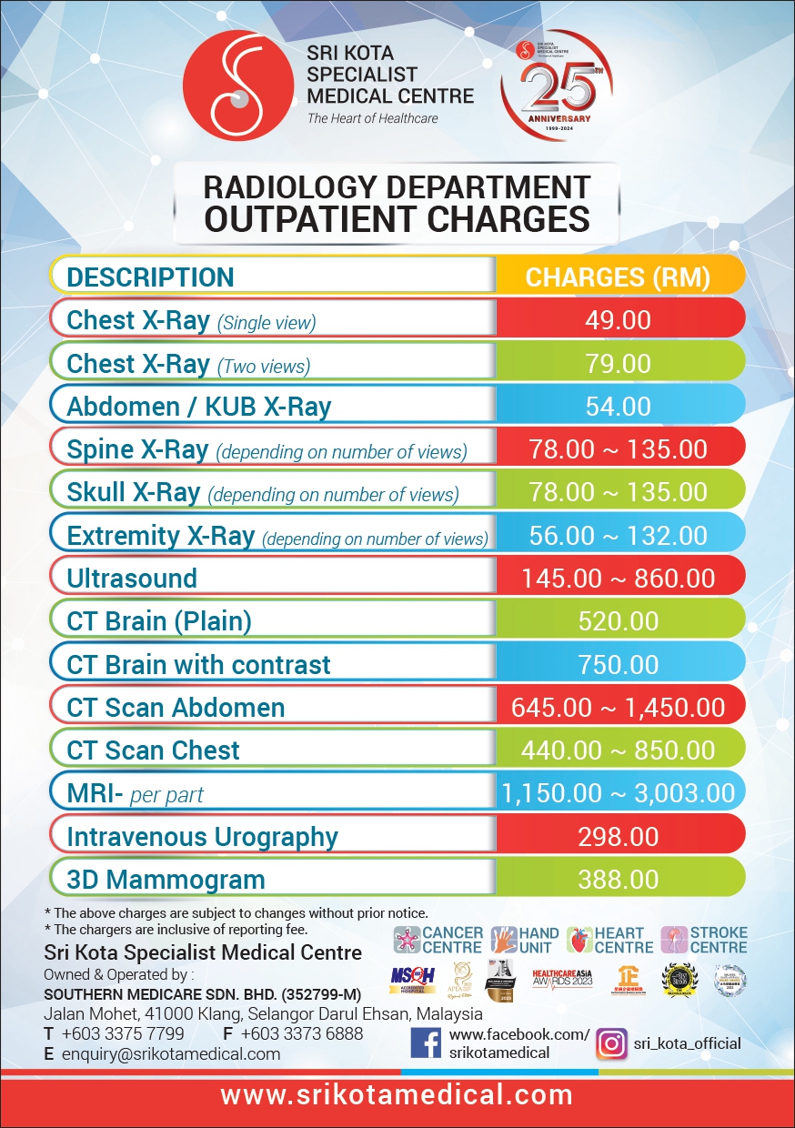 Radiology Department (Outpatient Charges) - Sri Kota Specialist Medical ...